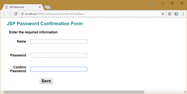Password Confirmation on a JSF Page – Part 1 A Simple Model – OmniJava